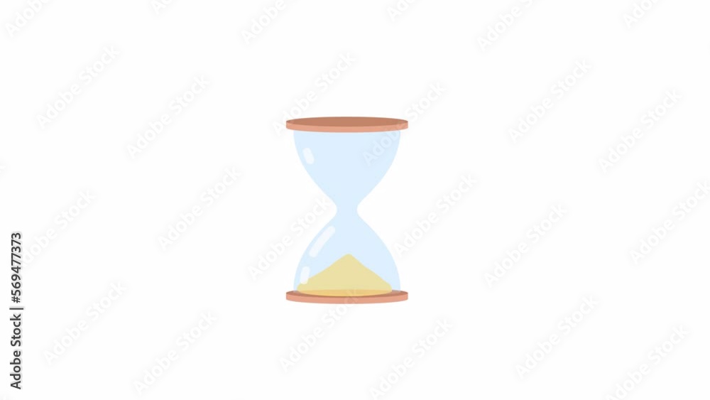 Animated hourglass time running out. Sand clock. Sandglass. Flat ...