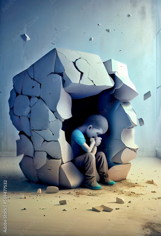 Generative AI abstract render of a depression Stock Illustration ...