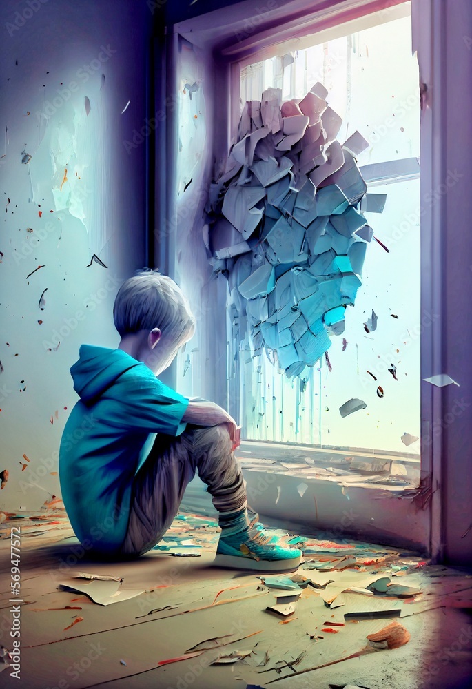 Generative AI abstract render of a depression Stock Illustration ...