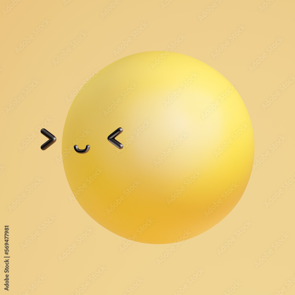 Joy emoticon in portrait angle view. Funny cute face with angle line ...