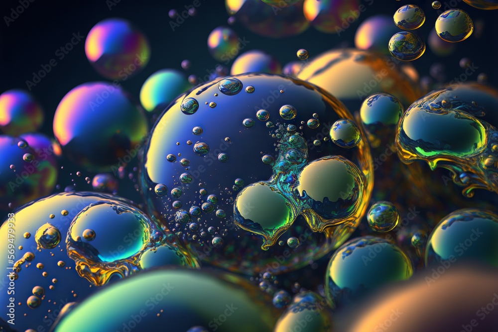 Bubbles background with psychedelic colors. Surreal wallpaper with ...