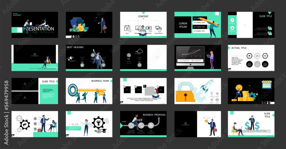 Infographics. Business team plans business presentation, financial ...