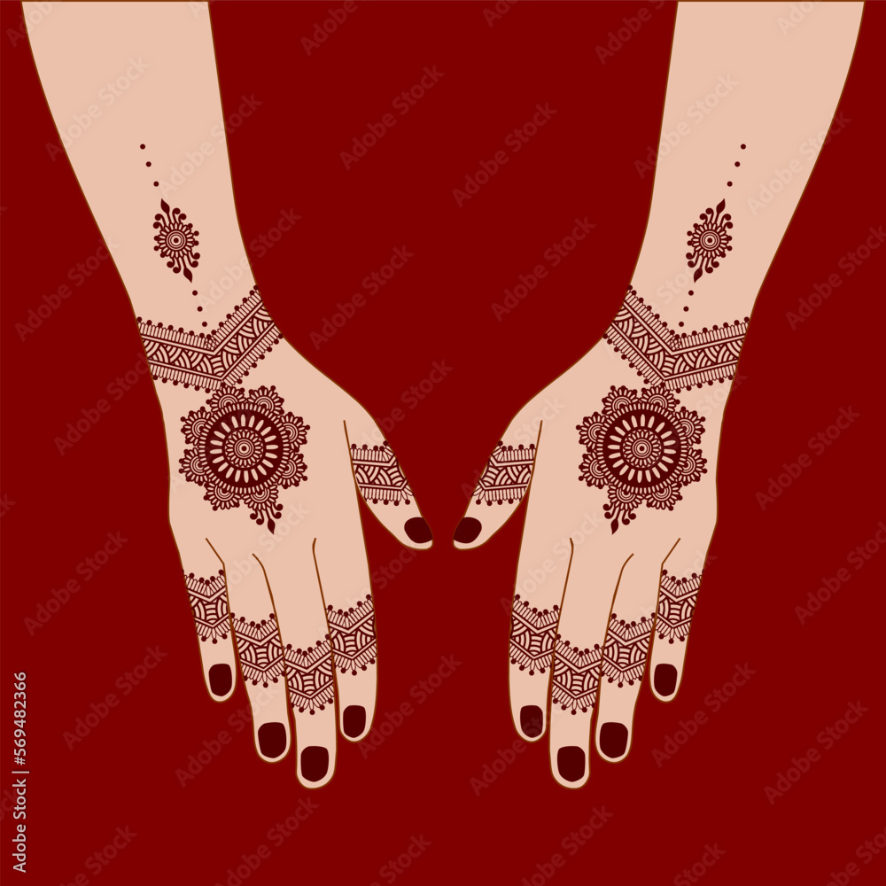 Henna mehndi mehendi mahendi design on two hands indian arabic asian ...