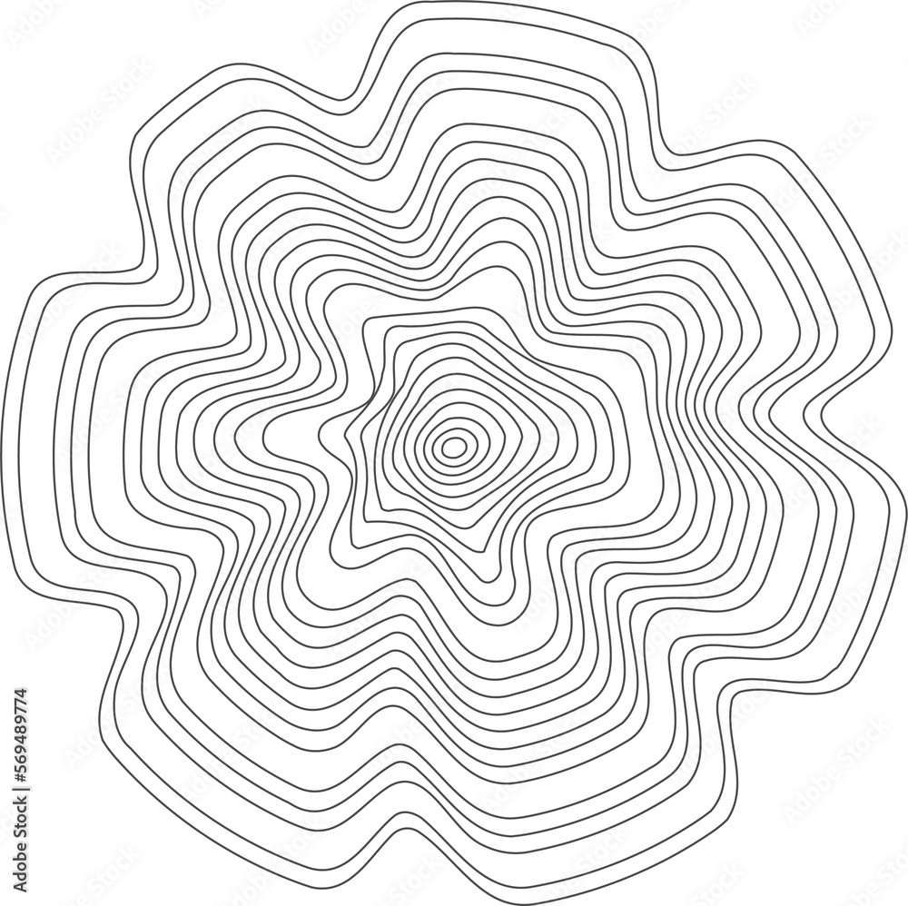 Linear wooden tree rings pattern. Topography circles with map texture ...