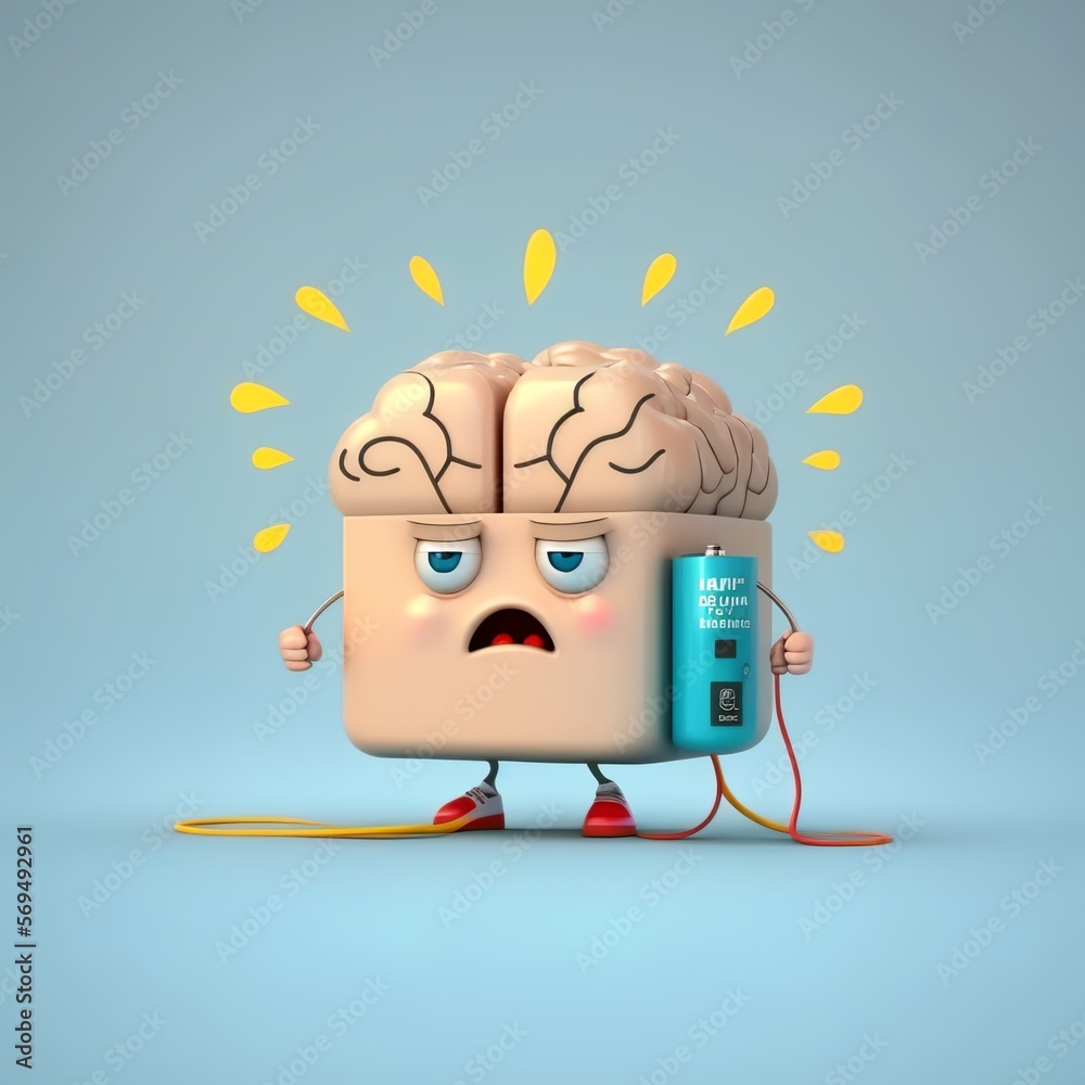 Full loaded battery, positive thinking and mental health concept, brain ...
