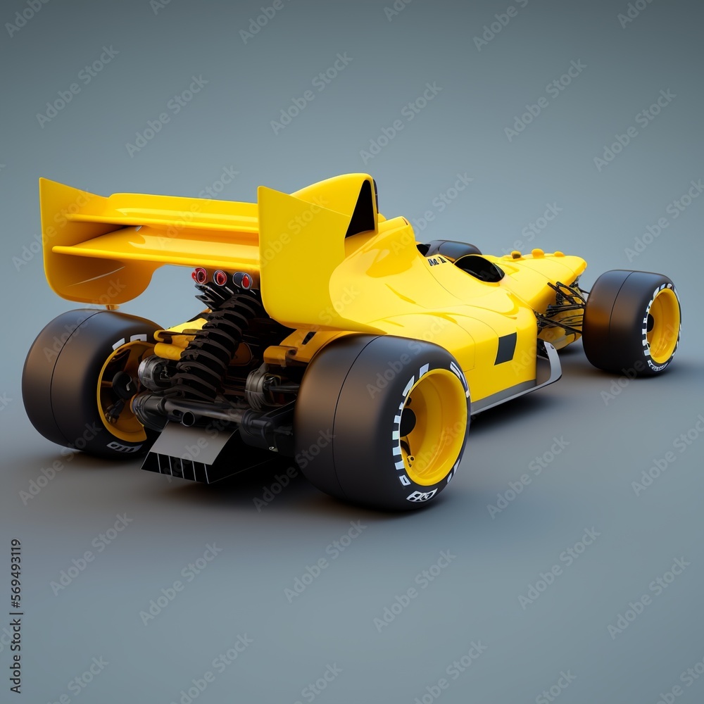 Illustrazione Stock lemon yellow racing car from the back with nitro ...