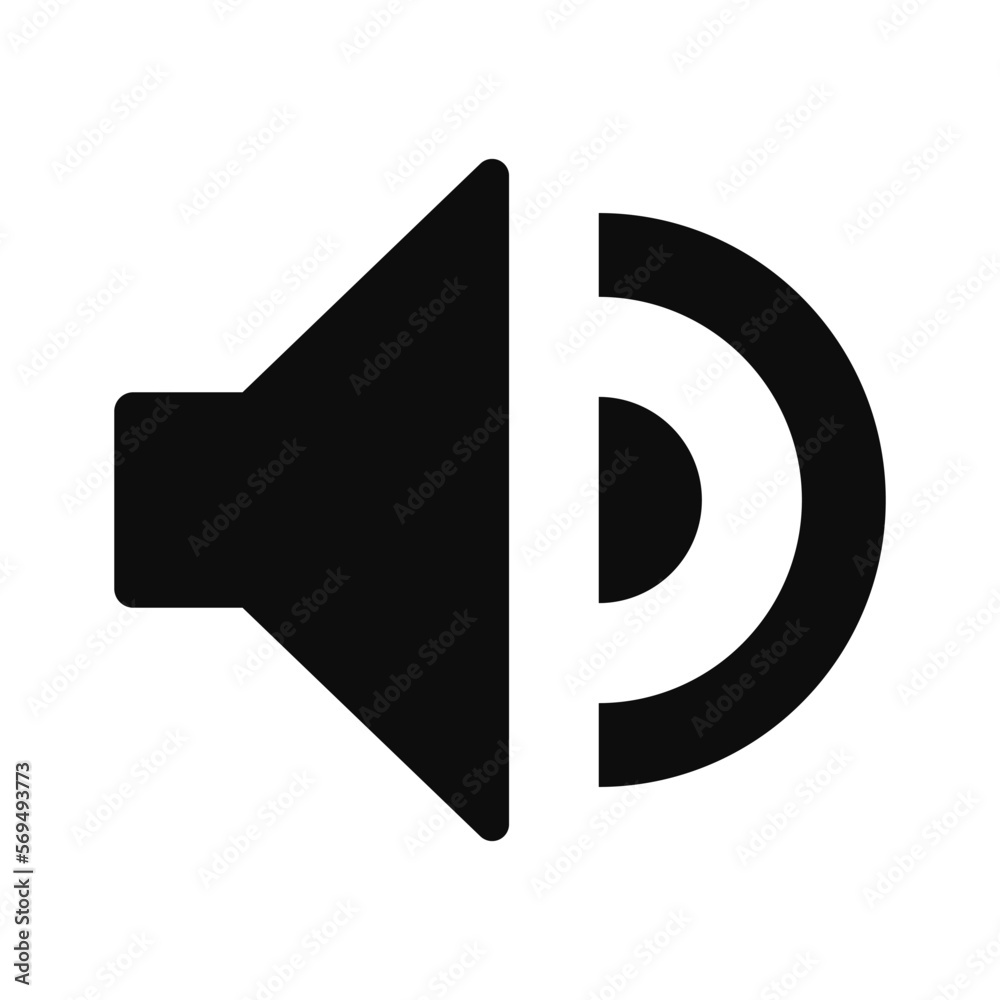 Vector illustration of basic audio icon black silhouette isolated on ...