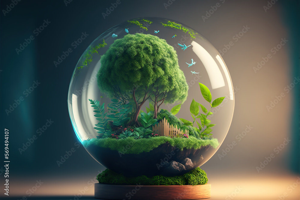 World environment and earth day concept with glass globe and eco ...
