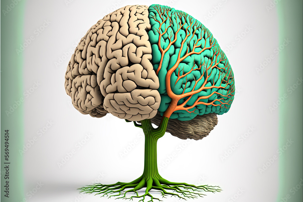 brain shaping tree, symbolizing emotional intelligence . Generative AI ...