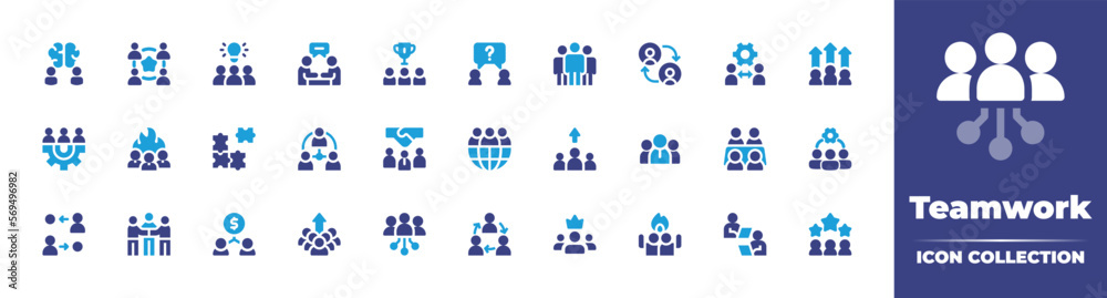 Teamwork icon collection. Duotone color. Vector and transparent ...