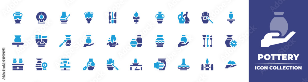 Pottery icon collection. Duotone color. Vector and transparent ...