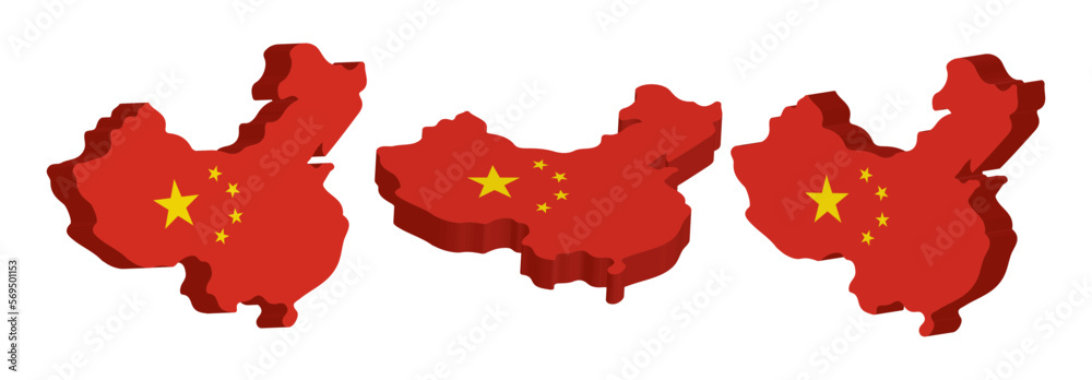 Realistic 3D Map of China Vector Design Template Stock Vector | Adobe Stock