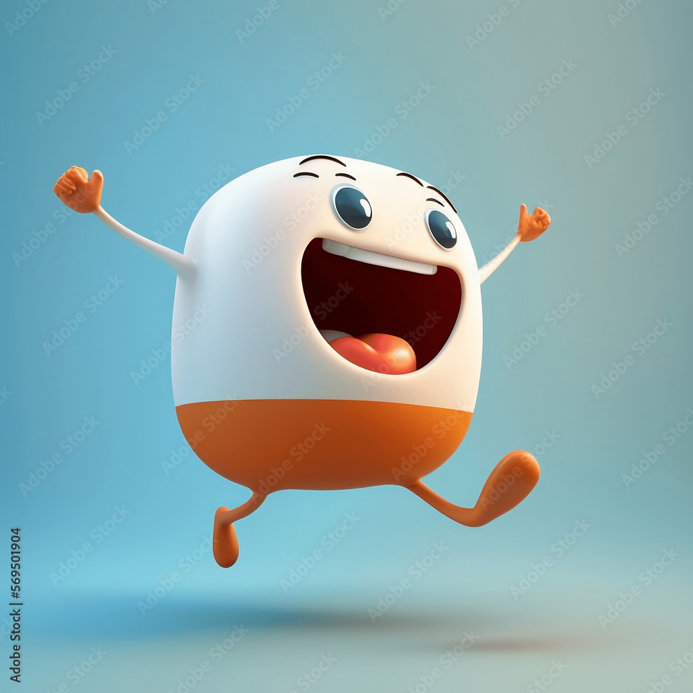 Excited: A happy and lively character jumping for joy, with eyes wide ...