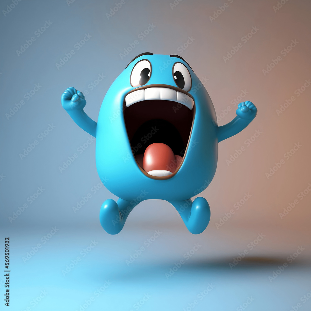 Excited: A happy and lively character jumping for joy, with eyes wide ...