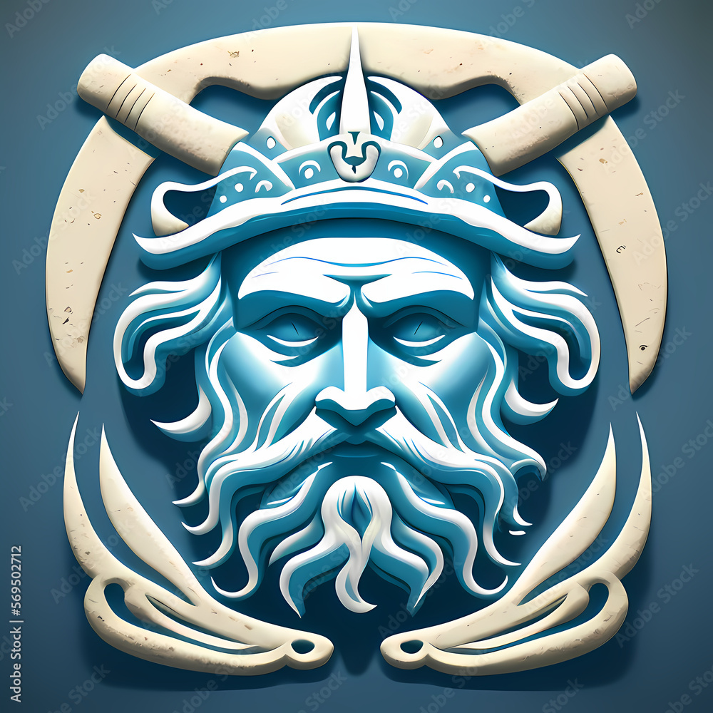 Logo / Icon of Poseidon, a Greek god of the ocean. Generative AI Stock ...