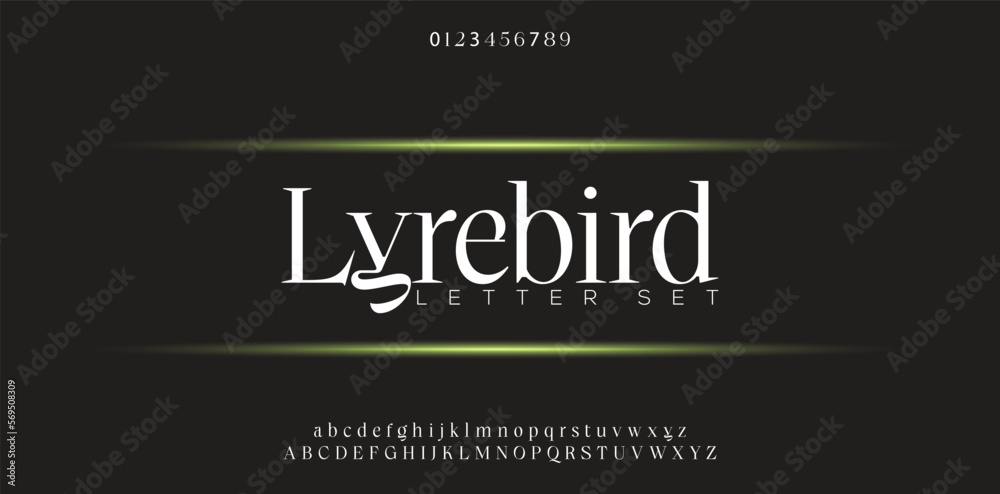 LYREBIRD Luxury letter fonts and alphabet set. Modern tech typeface ...