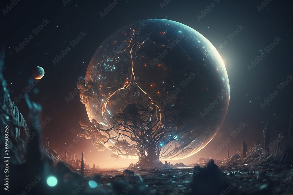 Realistic AI Generative Wallpapers of Planets, Starry Night Skies ...