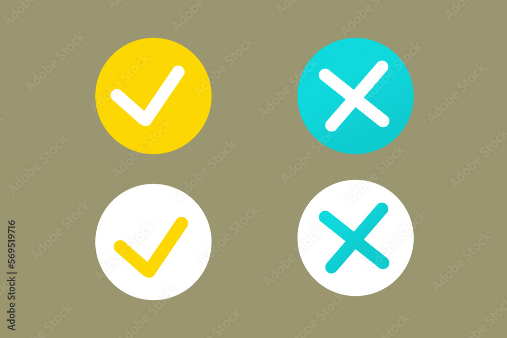 Vector banners with check marks confirmation. Check mark and cross or x ...