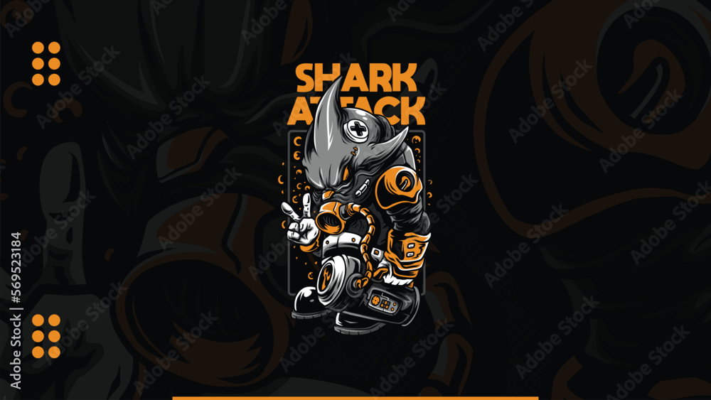 Shark Attack Illustration Stock Vector | Adobe Stock