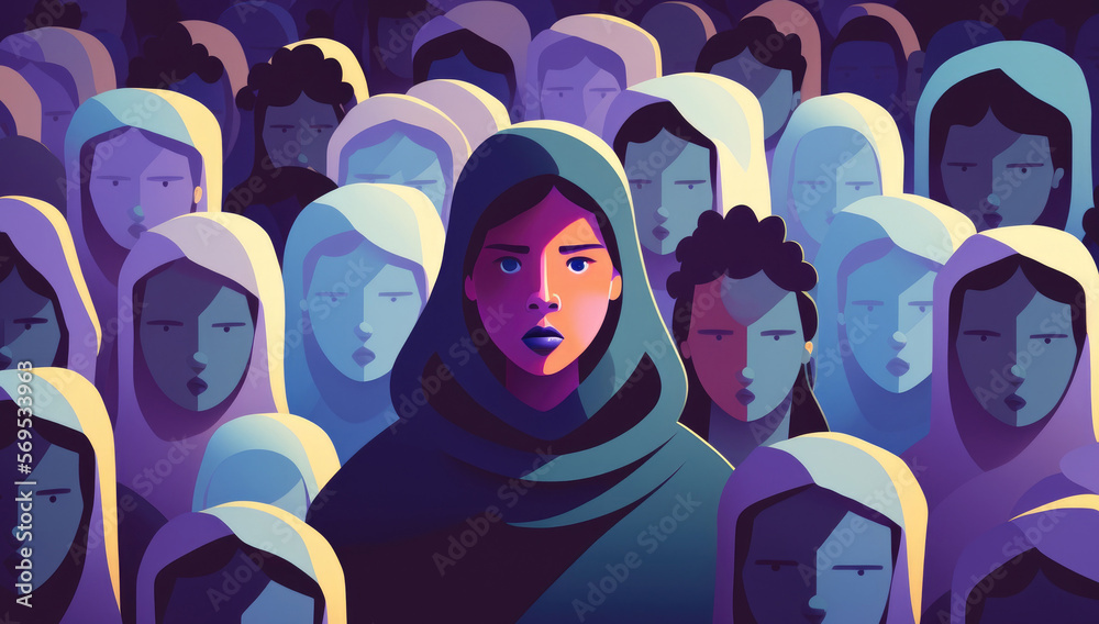 Image of a Muslim woman activist demonstrating to stop women's abuse ...