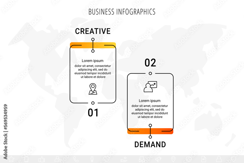 Modern vector infographics with two rectangles. Business template with ...