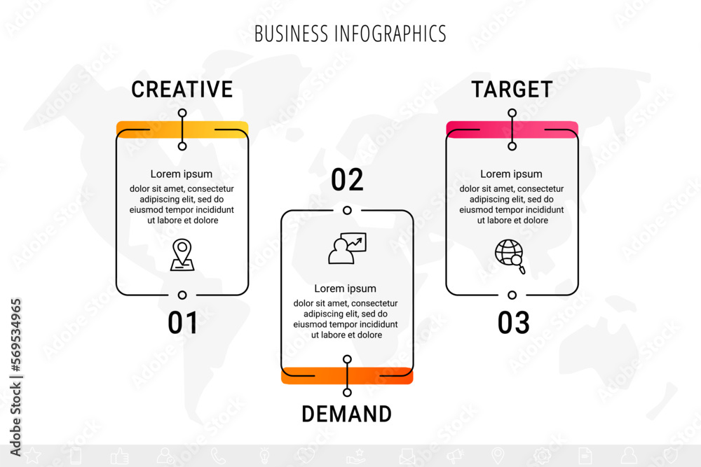 Modern vector infographics with three rectangles. Business template ...