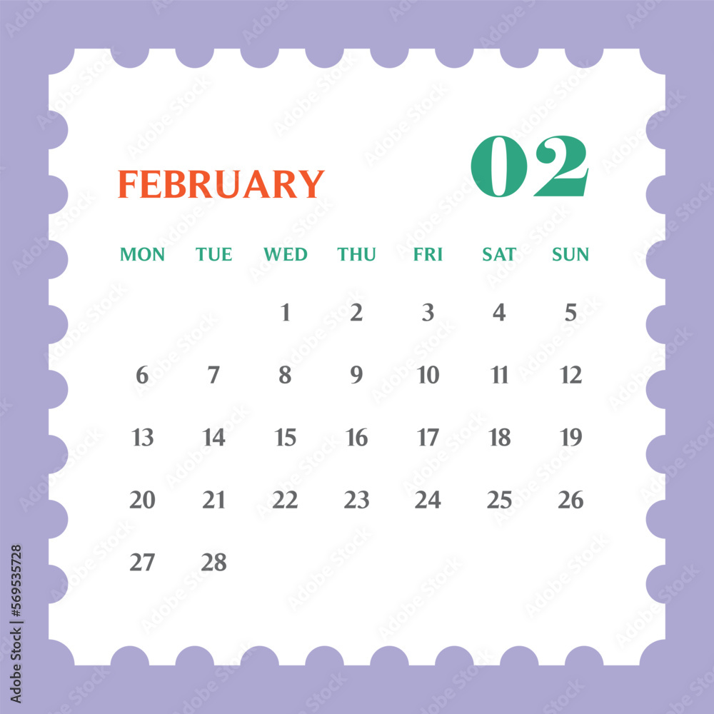 February 2023 simple design digital and printable calendar template ...