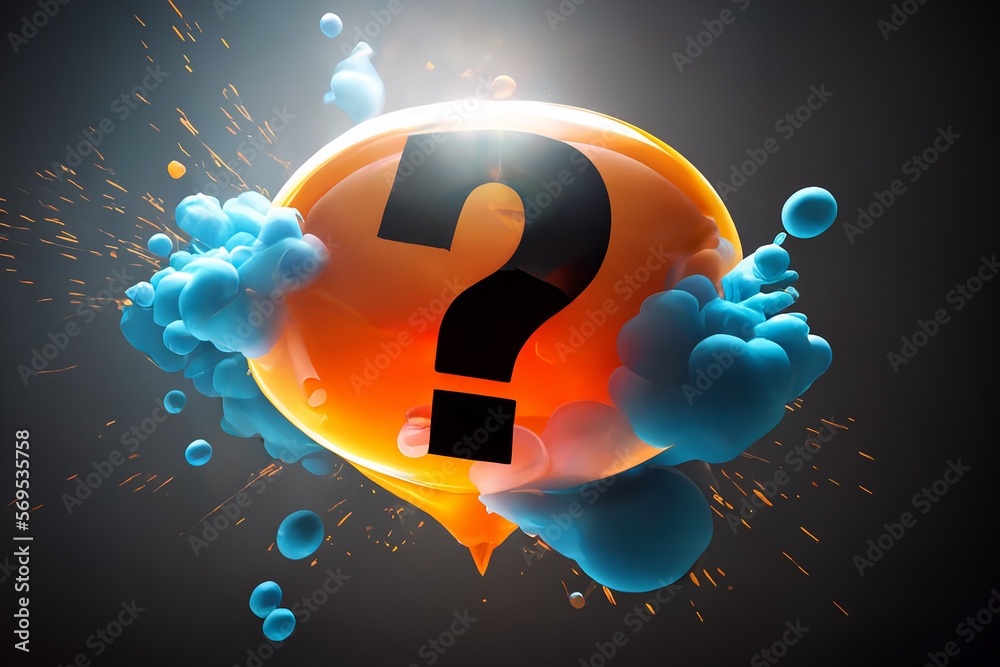 Question mark on the pop-up message window in the form of a balloon ...