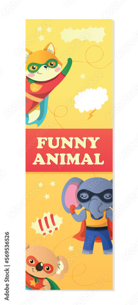 Superheroes banner concept. Fox and baby elephant flying in superhero ...