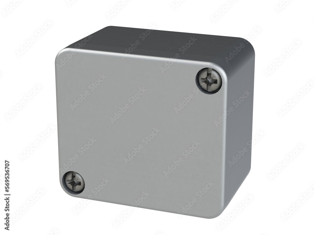 Junction box made in aluminum 3D illustration isolated on white ...