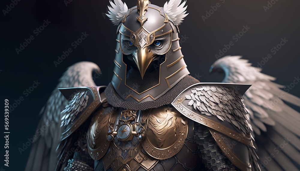 Anthropomorphic eagle knight Stock Illustration | Adobe Stock