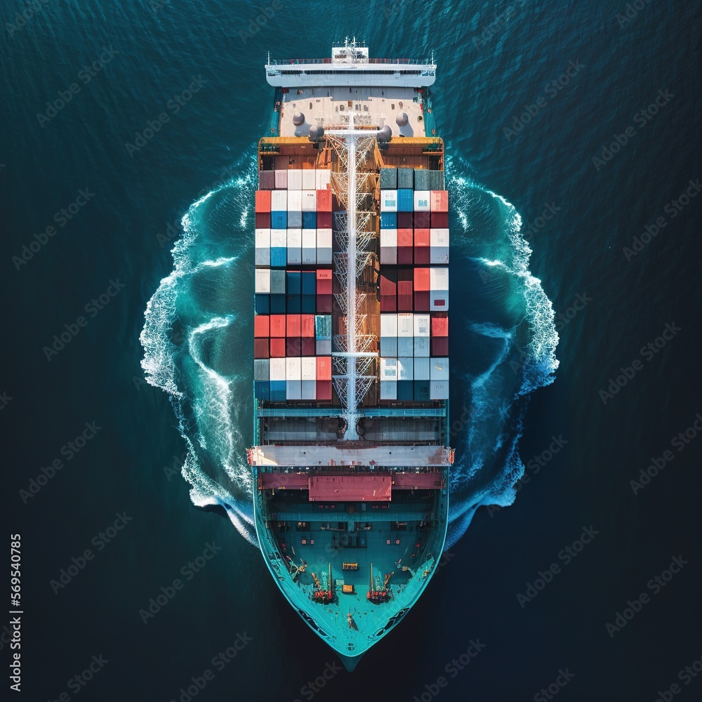 Container ship unloading in deep sea port, Global business logistic ...