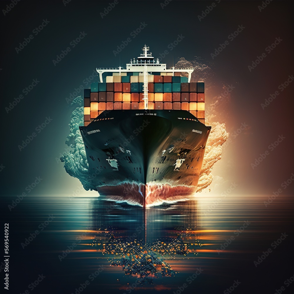 Container ship unloading in deep sea port, Global business logistic ...