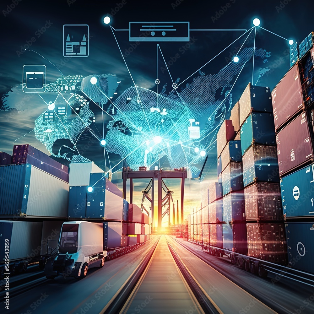 global logistics network distribution and transportation on container ...