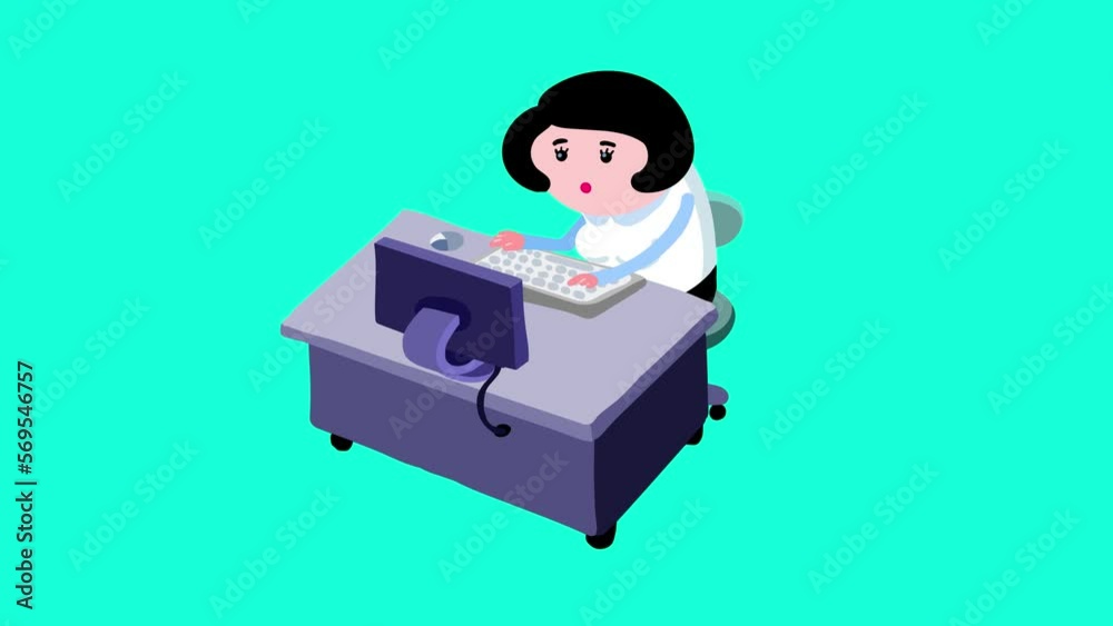 Video „Cartoon office employee woman at the desk isolated – explainer ...