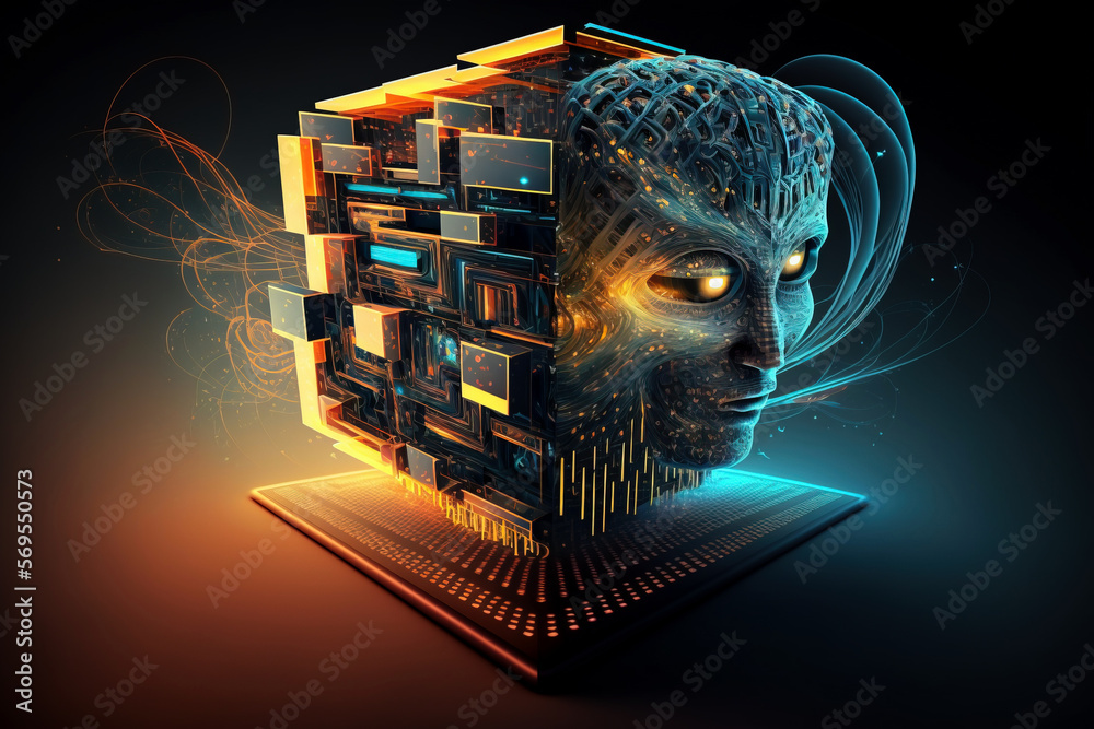 Different streams of data merging together.Artificial Intelligence ...