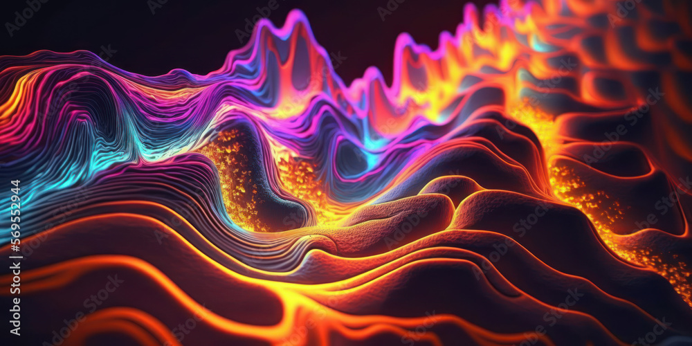 Fiery lava wax RGB neon light trippy wallpaper pattern. Generative AI ...