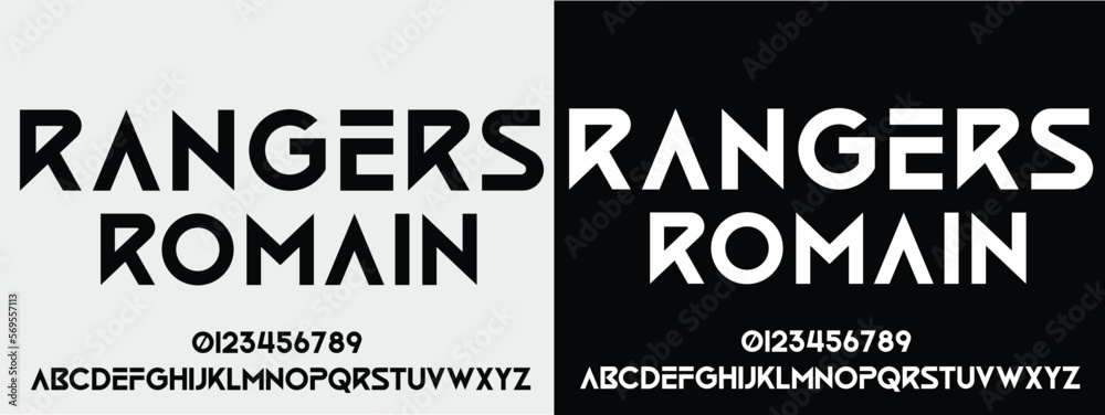 Vetor de RANGERS ROMAIN Modern Bold Font. Regular Italic Number ...