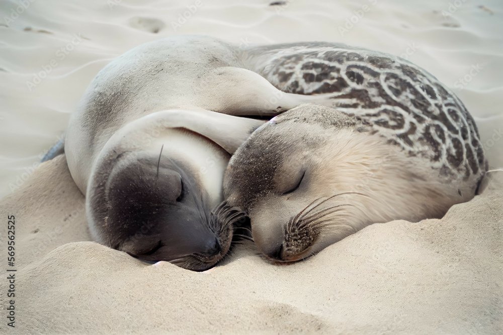 Baby Seals Cuddling