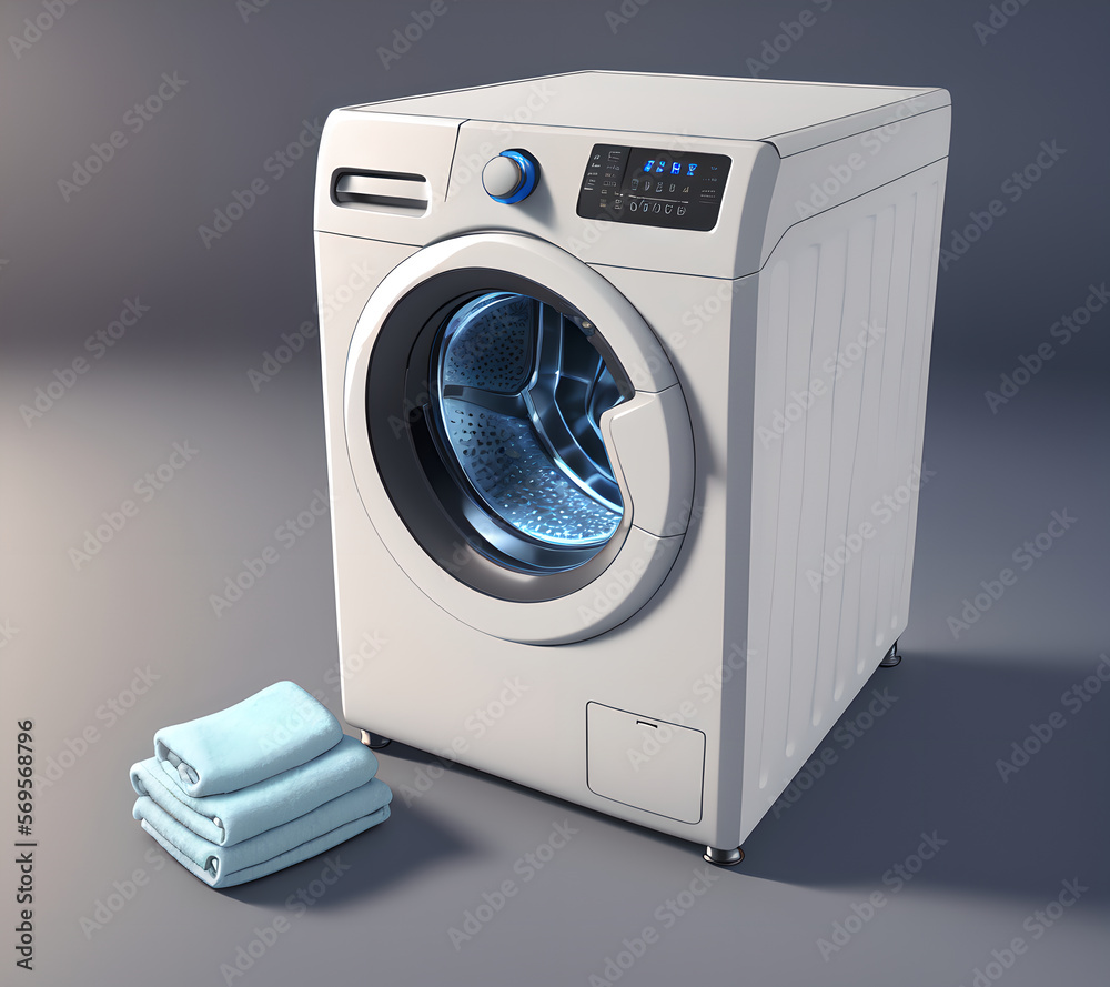 Small cute washing machine toy, 3D reference model. AI generated model ...