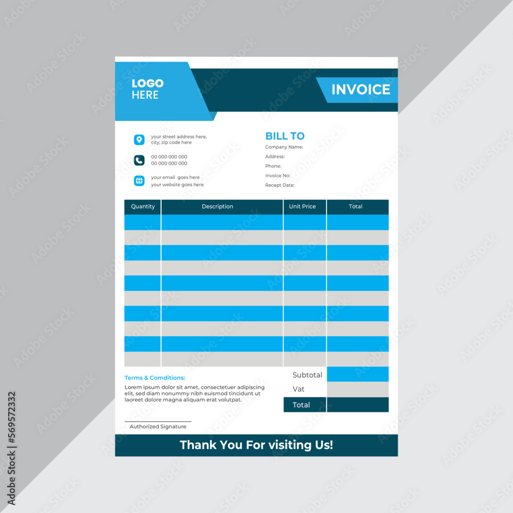 Invoice template design, Local restaurant business creative invoice ...