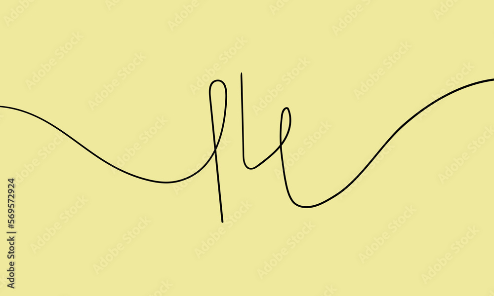 Number 14 line art drawing on yellow background. Vector illustration ...