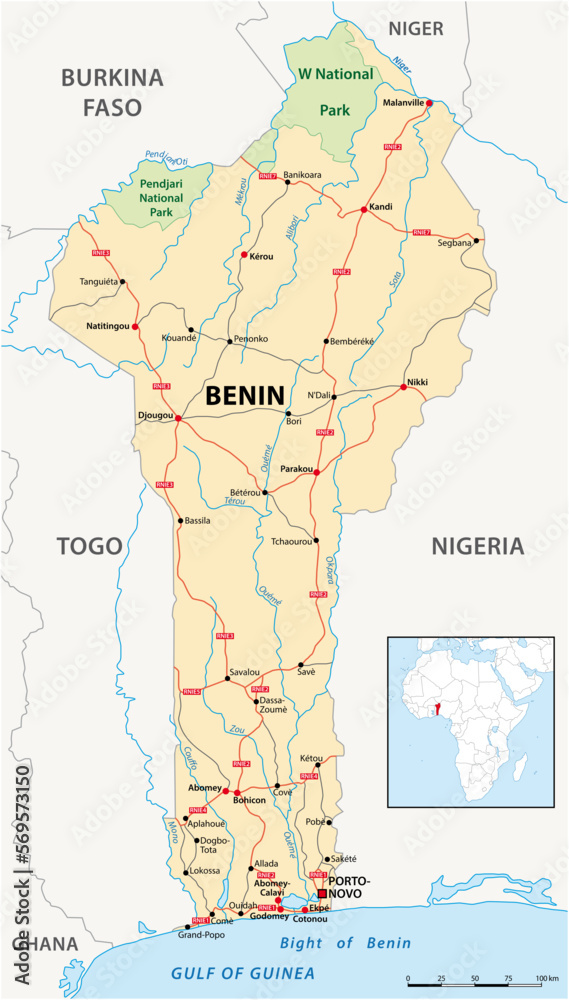 Benin on african map