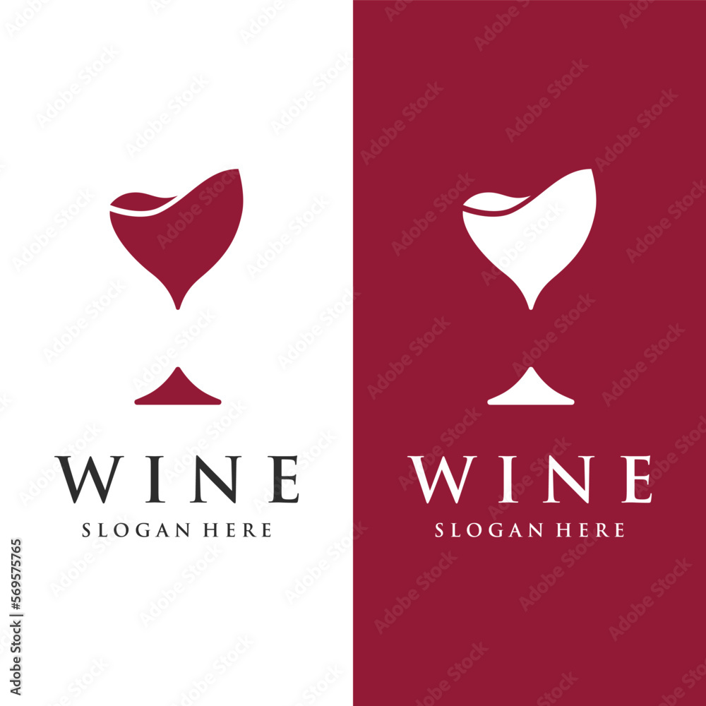 Wine logo template design with wine glasses and bottles.Logo for ...