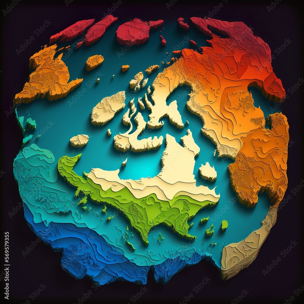 blind map colored country continent black background geography school ...