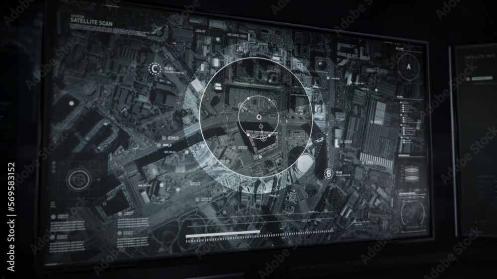 AI tracking innovation analyses the map of the city block. AI tracking ...