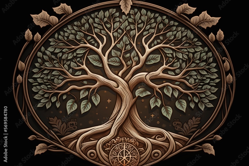 Beautiful depiction of the sacred emblem known as the magic tree of ...