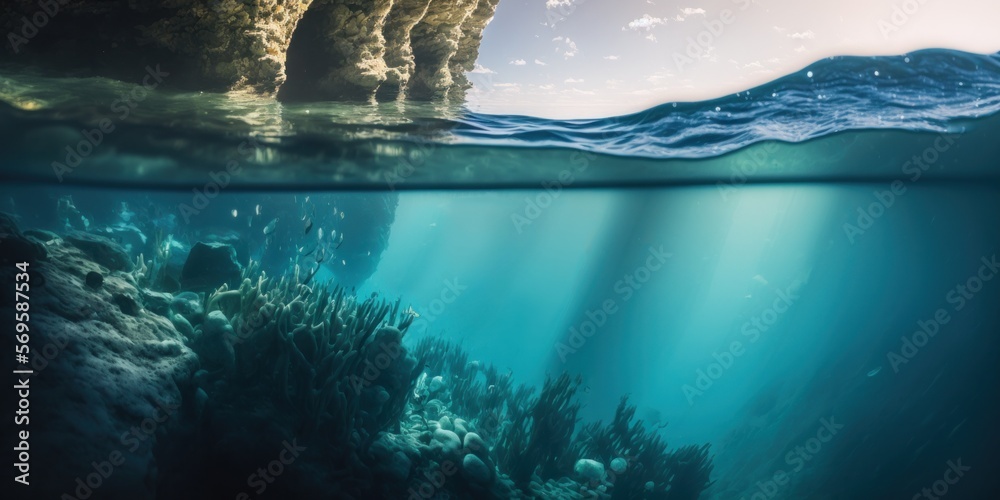 Beautiful underwater environment. Half Underwater, Endless Ocean: A ...