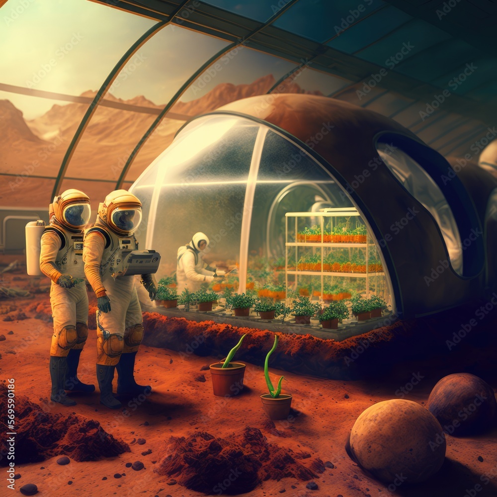 Hydroponic greenhouses installed on mars. Future vision of human ...