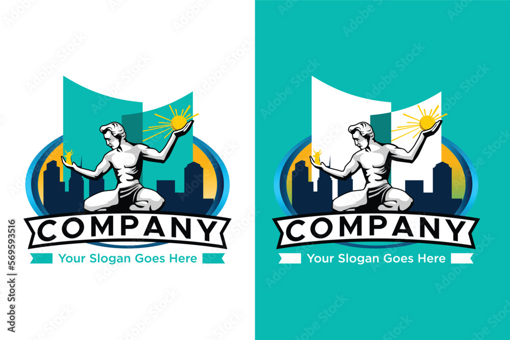 statue spirit detroit city illustration logo design Stock Vector ...